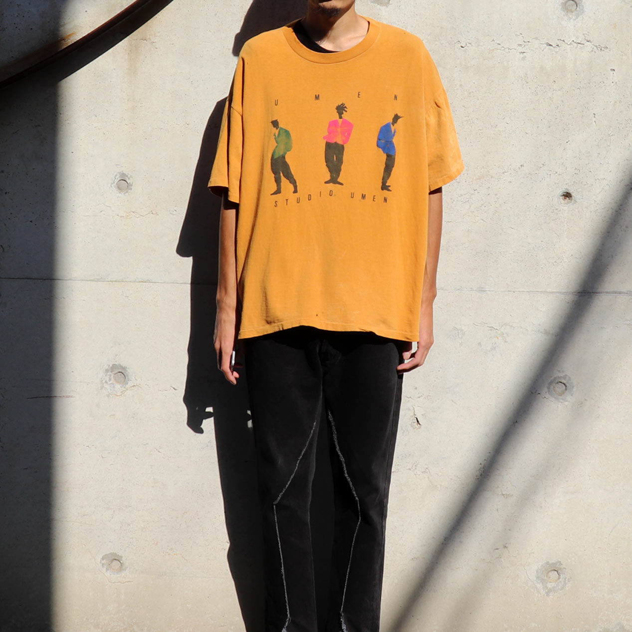 POST JUNK / 80’s～ STUDIO UMEN マスタード Tシャツ [About L]