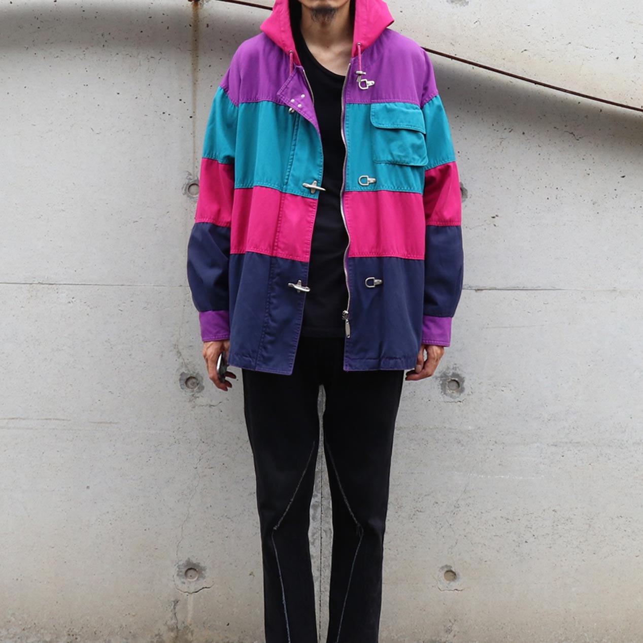 POST JUNK / 90’s LAURA JEFFERIES マルチボーダー ファイヤーマンジャケット [About L]